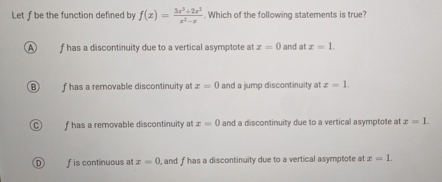 Solved Let f be the function defined by f(x)=x2−x3x3+2x2. | Chegg.com