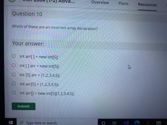 Solved lava... Overview Plans Resources Question 10 Which of | Chegg.com