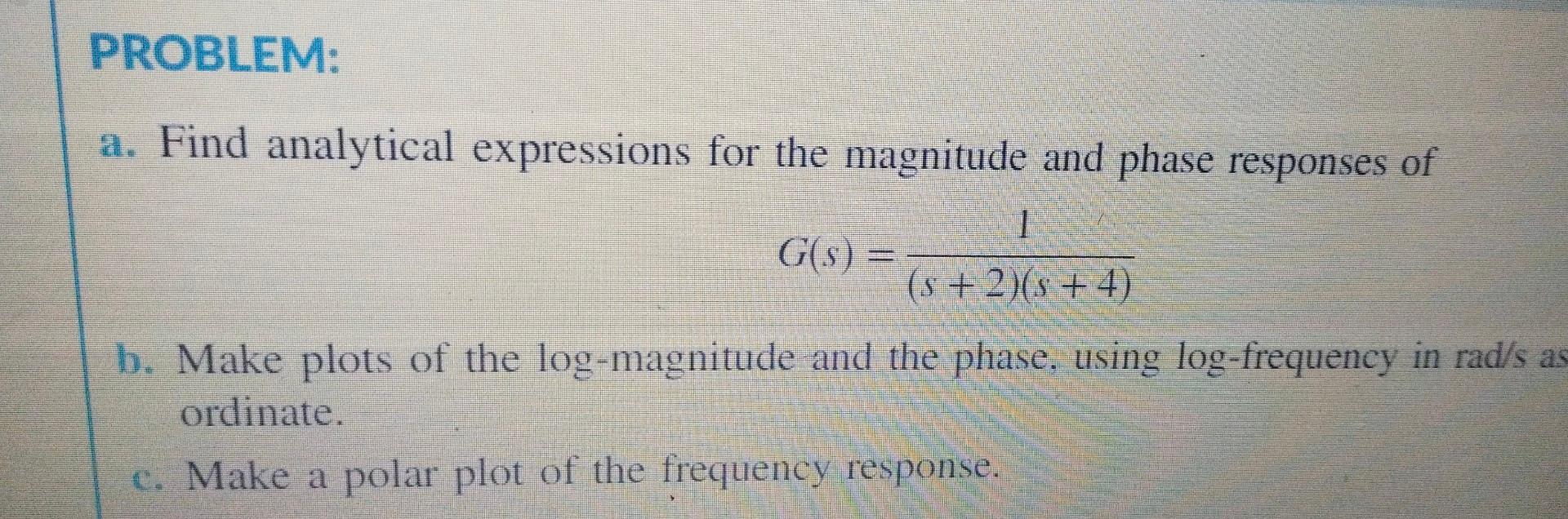 Solved a. Find analytical expressions for the magnitude and | Chegg.com