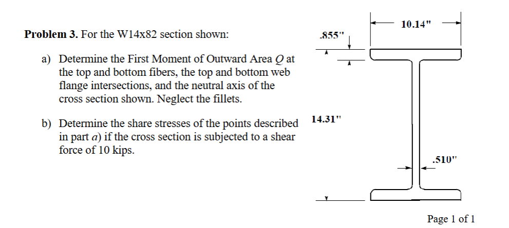 Solved Problem 3. ﻿For the W14x82 ﻿section shown:a) | Chegg.com