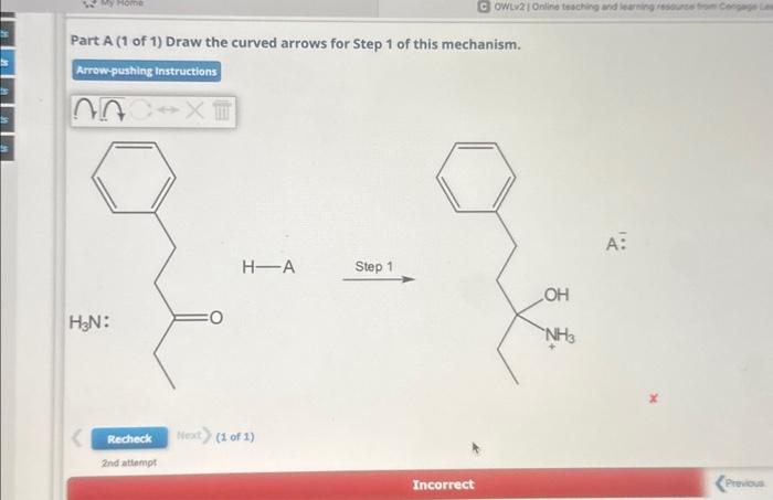 Solved Part A (1 of 1) Draw the curved arrows for Step 1 of | Chegg.com