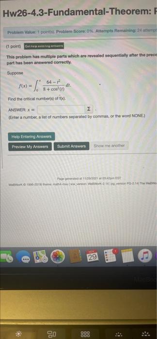Solved Hw26-4.3-Fundamental-Theorem: Problem Value: 1 | Chegg.com