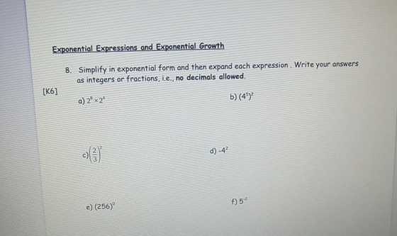 Solved Exponential Expressions and Exponential Growth8. | Chegg.com