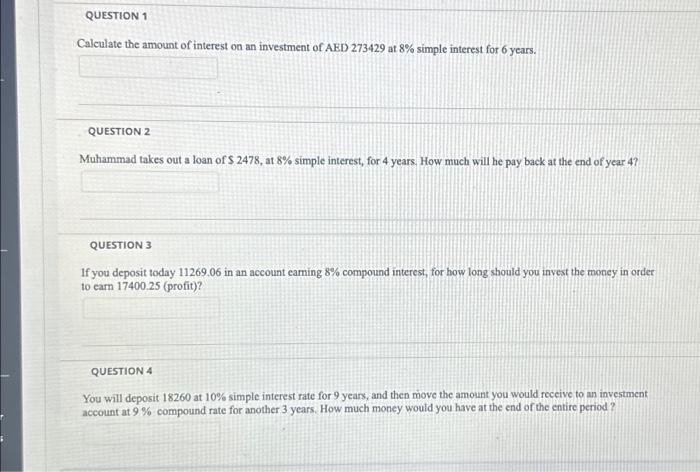 Solved Calculate the amount of interest on an investment of | Chegg.com
