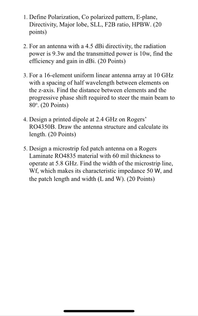 Solved Define Polarization, Co polarized pattern, | Chegg.com