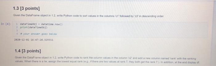 Solved 1.1 [4 points] Create the follwoing DataFrame object | Chegg.com