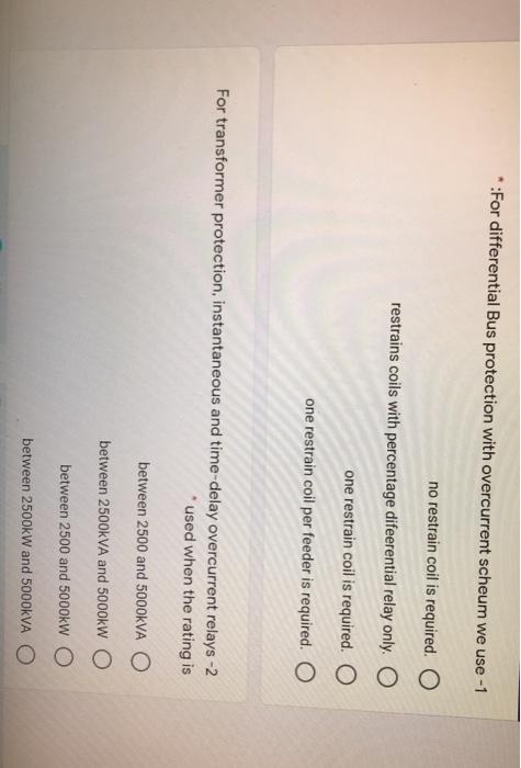 Solved For differential Bus protection with overcurrent | Chegg.com