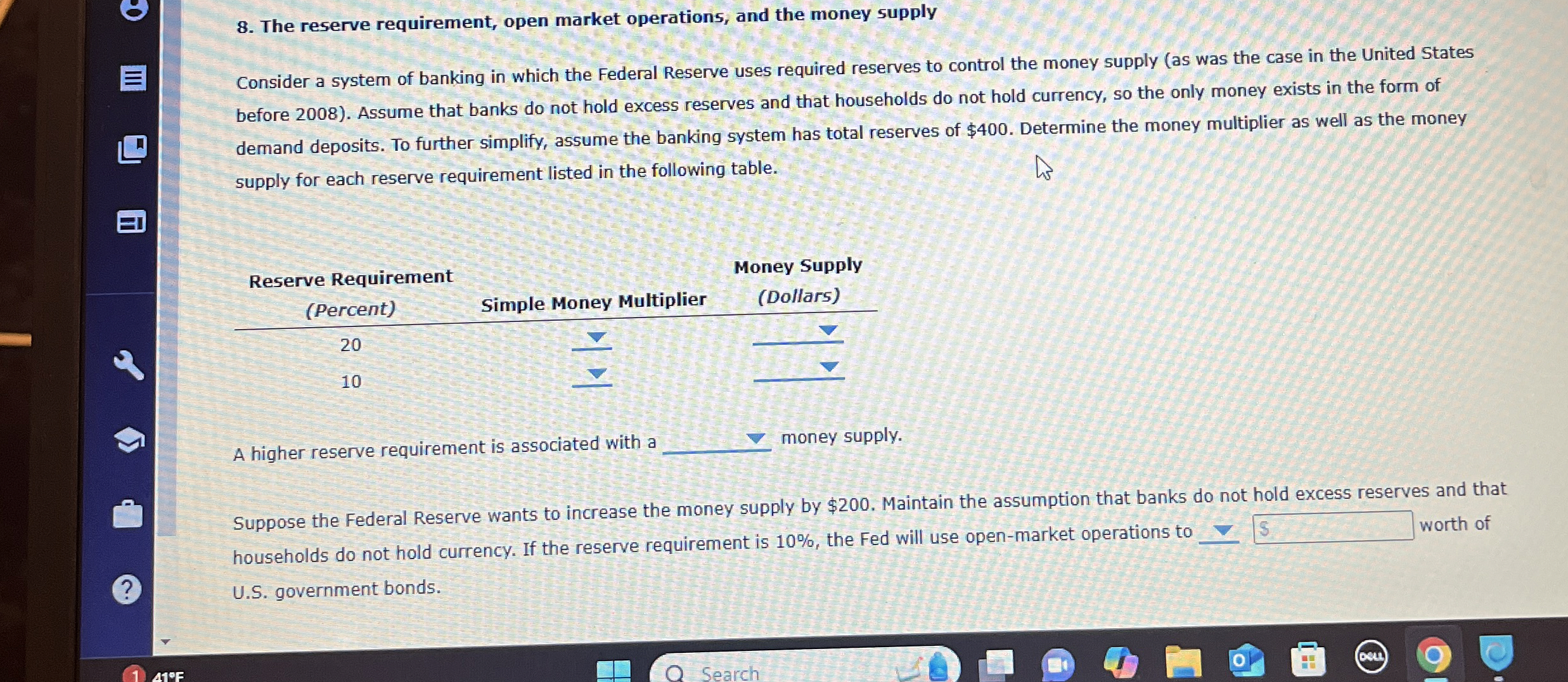 Solved The reserve requirement, open market operations, and | Chegg.com