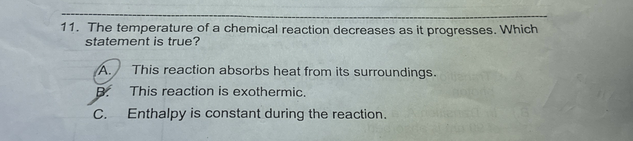 Solved The temperature of a chemical reaction decreases as | Chegg.com