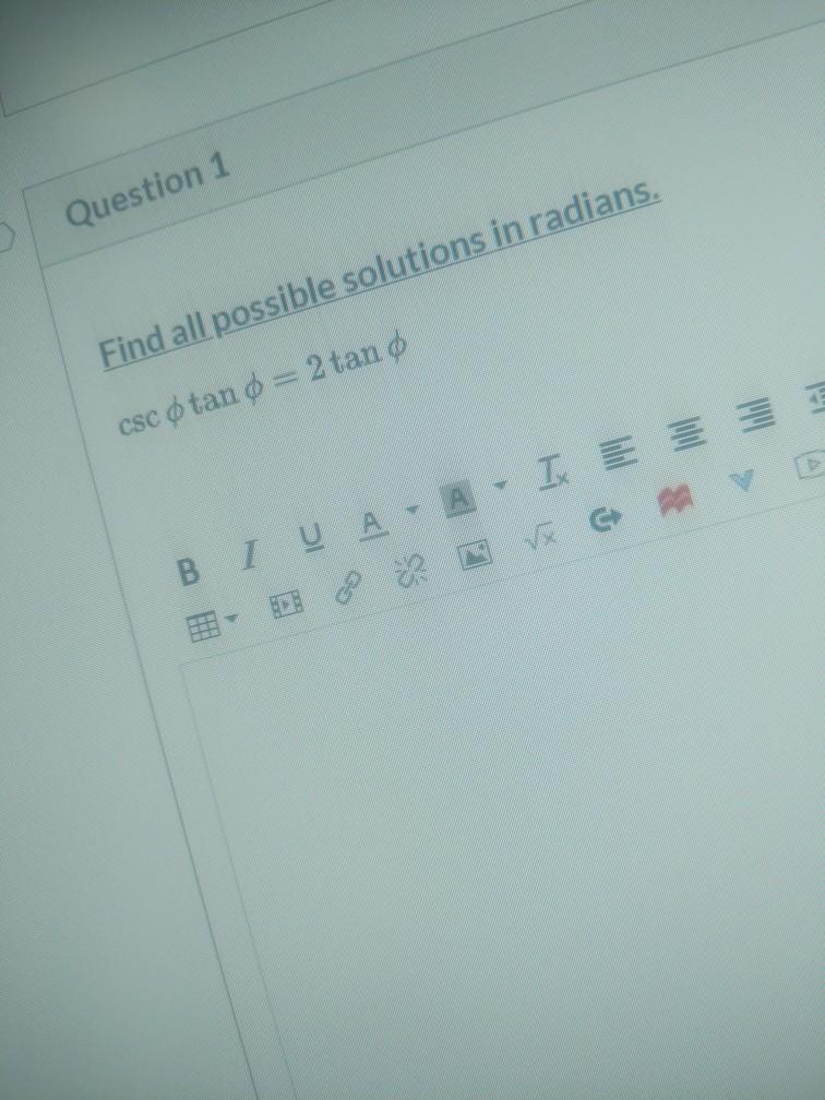 Solved > Question 1 Find all possible solutions in radians. | Chegg.com