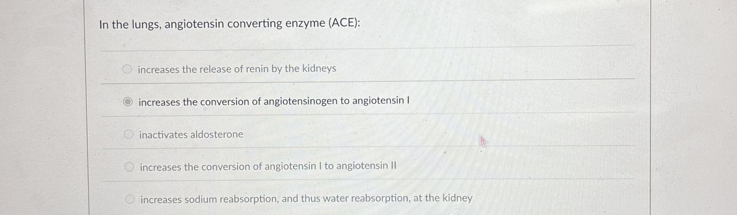 Solved In the lungs, angiotensin converting enzyme | Chegg.com