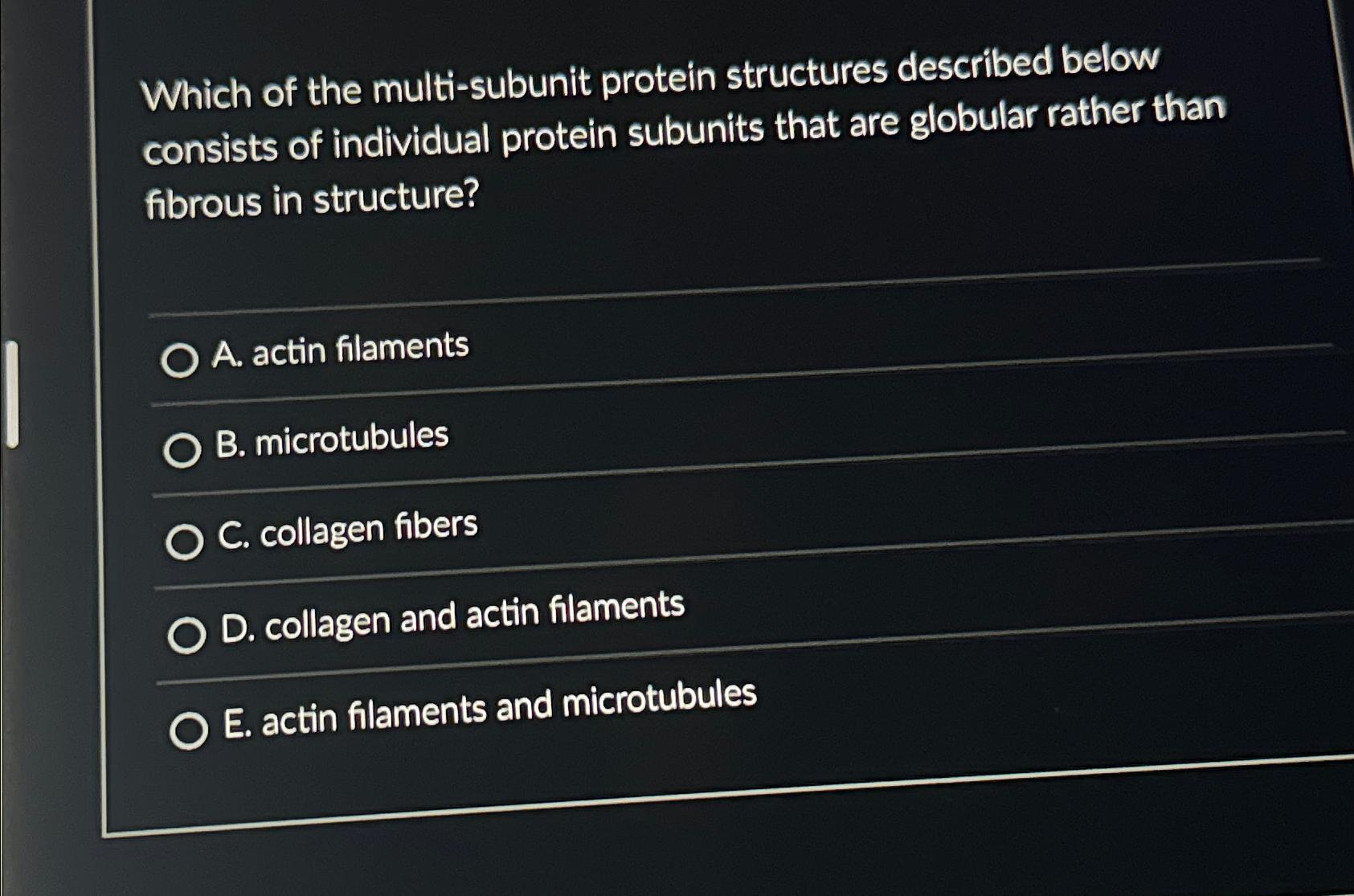 Solved Which of the multi-subunit protein structures | Chegg.com
