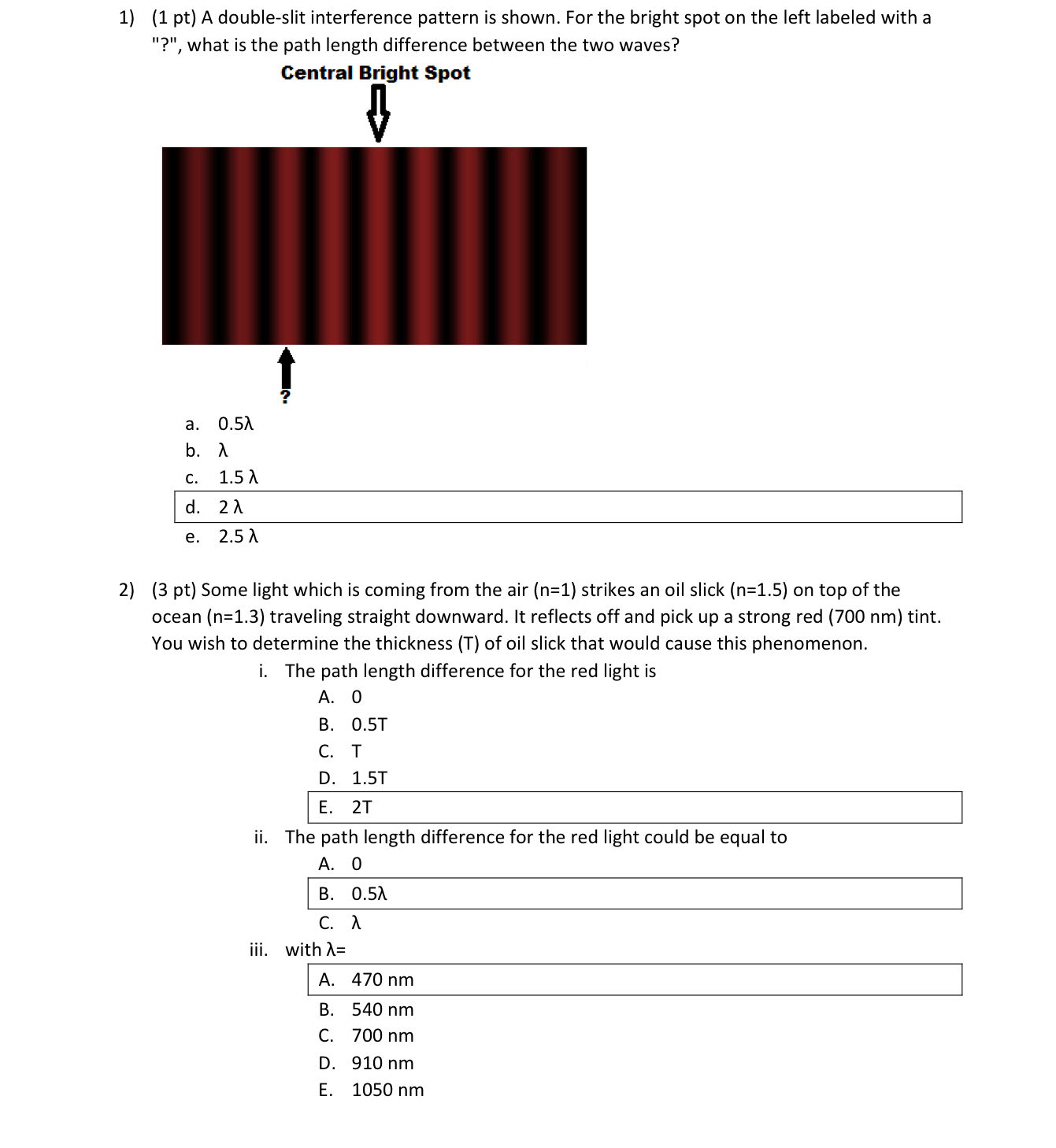 Solved "?", ﻿what is the path length difference between the | Chegg.com