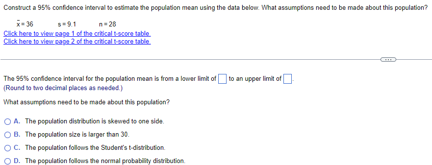 Solved Construct a 95% ﻿confidence interval to estimate the | Chegg.com
