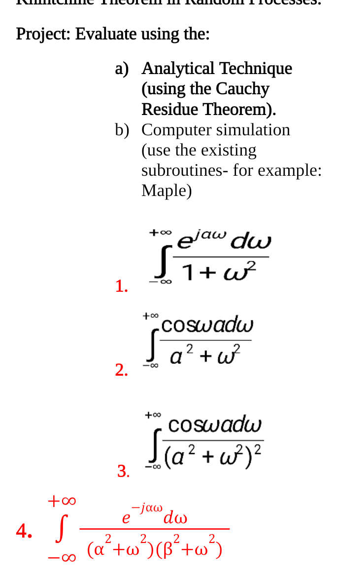 Solved Project: Evaluate using the: a) Analytical Technique | Chegg.com