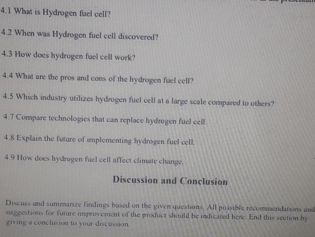 Solved 4.1 What is Hydrogen fuel cell? 4.2 When was Hydrogen | Chegg.com