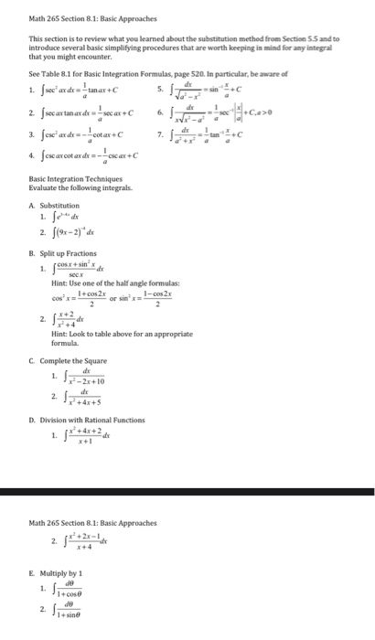 Solved Math 265 Section 8.1: Basic Approaches This section | Chegg.com