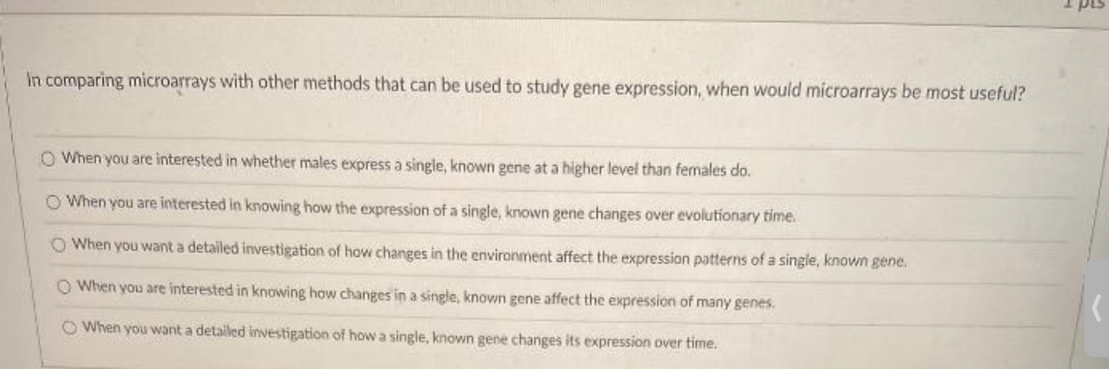 Solved In comparing microarrays with other methods that can | Chegg.com
