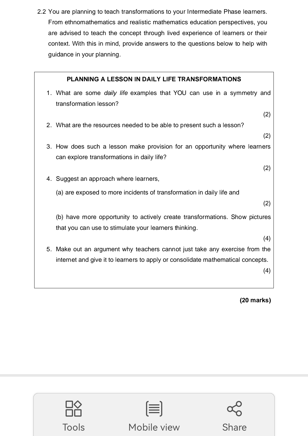 Solved 2.2 ﻿You are planning to teach transformations to | Chegg.com