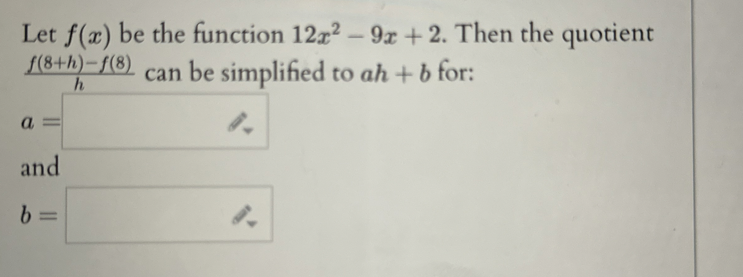 Solved Let f(x) ﻿be the function 12x2-9x+2. ﻿Then the | Chegg.com