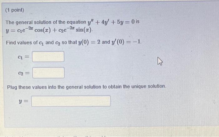 Solved (1 point) A one parameter family (with parameter c ) | Chegg.com Solved (1 point) A one parameter family (with parameter c ) | Chegg.com