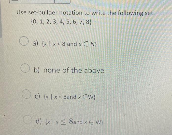 Solved Use set-builder notation to write the following set. | Chegg.com