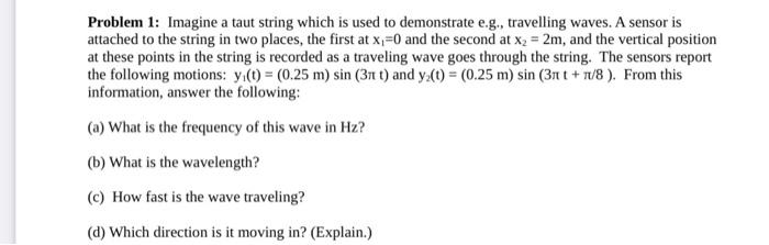 Solved Problem 1: Imagine a taut string which is used to | Chegg.com