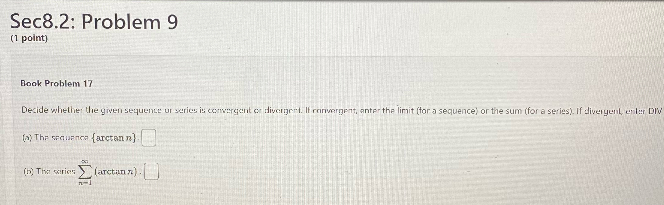 Solved Sec8.2: Problem 9(1 ﻿point)Book Problem 17Decide | Chegg.com