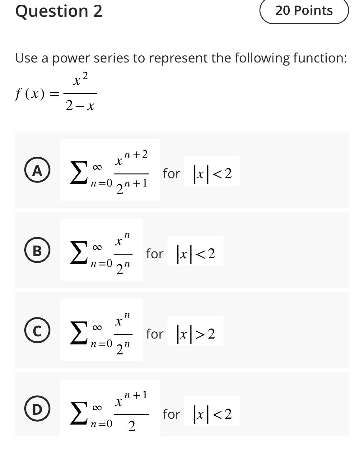 Solved Question 220 ﻿PointsUse a power series to represent | Chegg.com