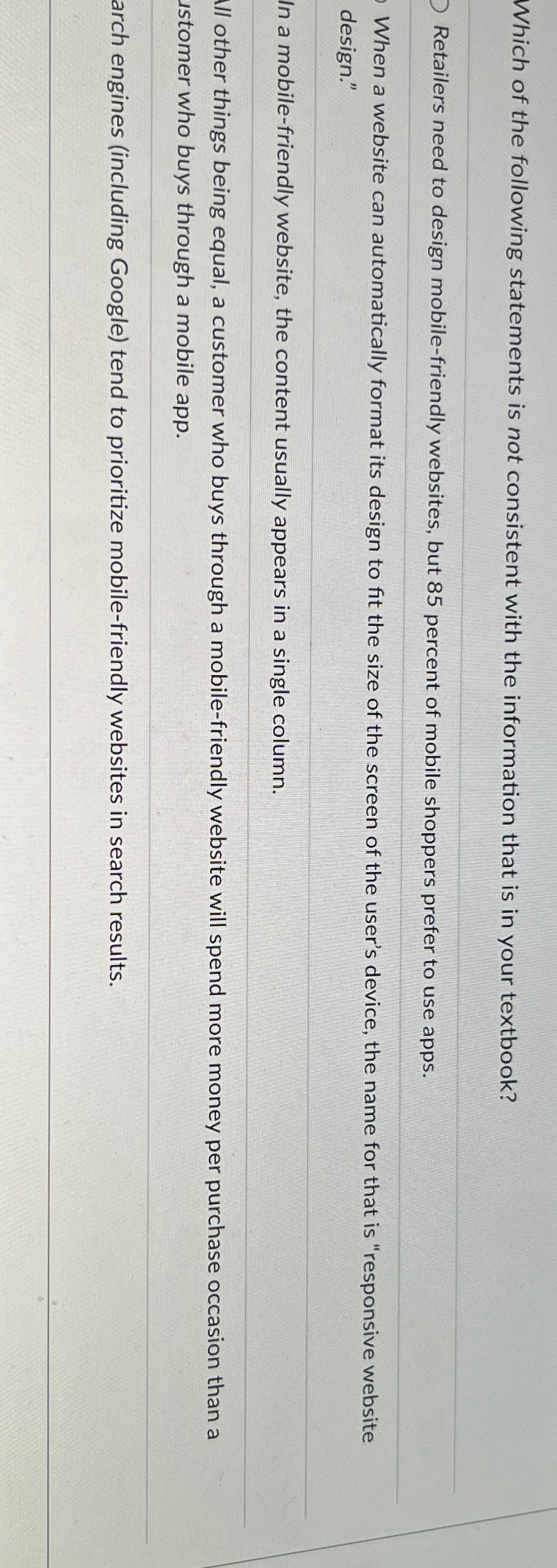 Solved Which of the following statements is not consistent | Chegg.com