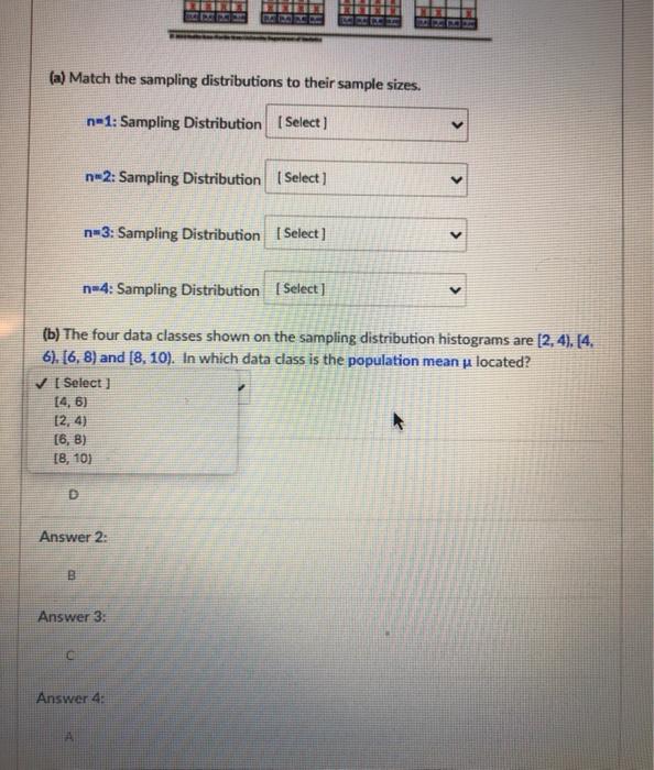 Solved Part Question 2 3/5 pts Four sampling distributions | Chegg.com
