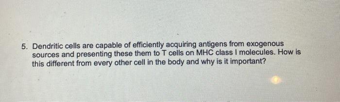 Solved 5. Dendritic cells are capable of efficiently | Chegg.com
