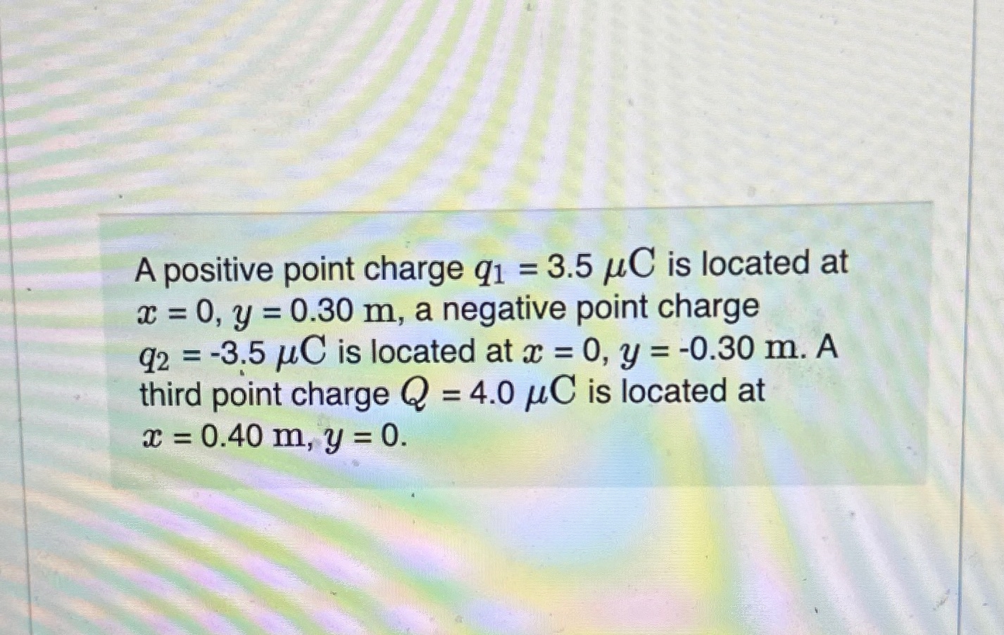 A positive point charge q1=3.5μC ﻿is located at | Chegg.com
