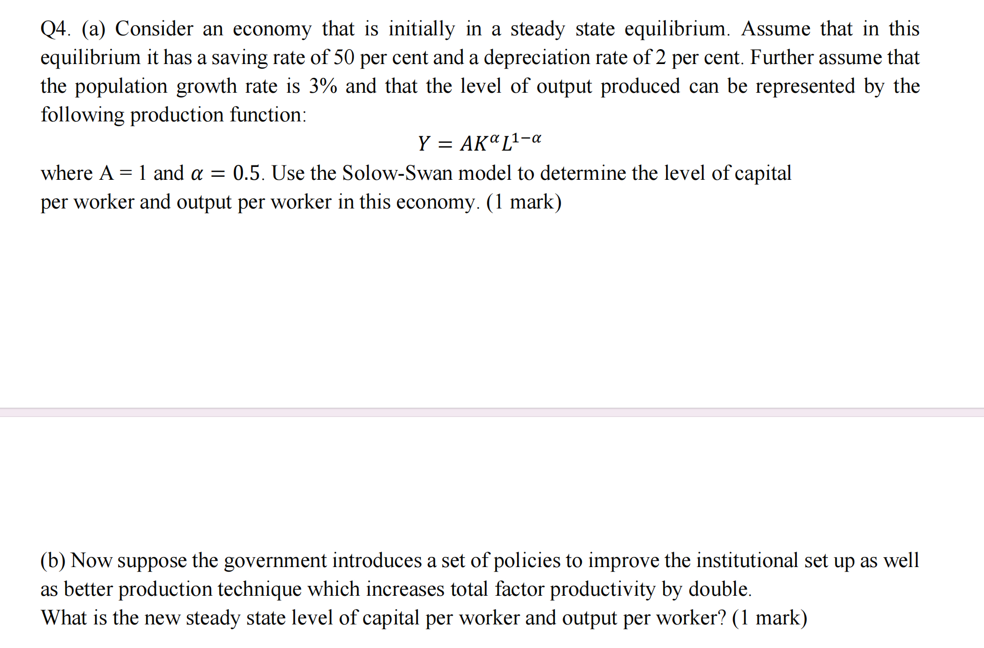 Solved Q4. (a) ﻿Consider an economy that is initially in a | Chegg.com