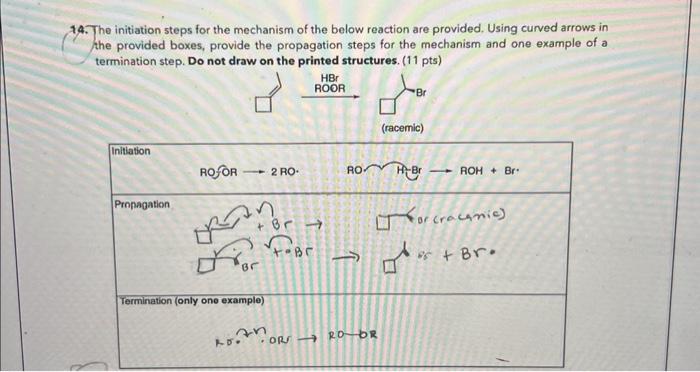 Solved 14. The initiation steps for the mechanism of the | Chegg.com
