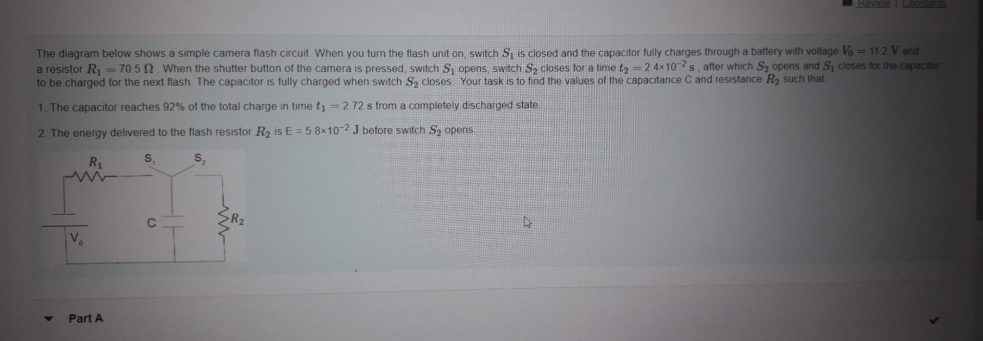 Solved The diagram below shows a simple camera flash | Chegg.com