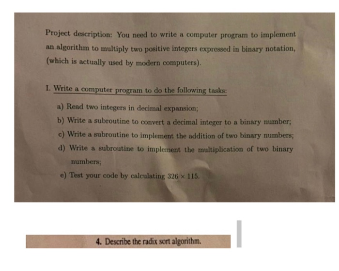 Solved Project description: You need to write a computer | Chegg.com