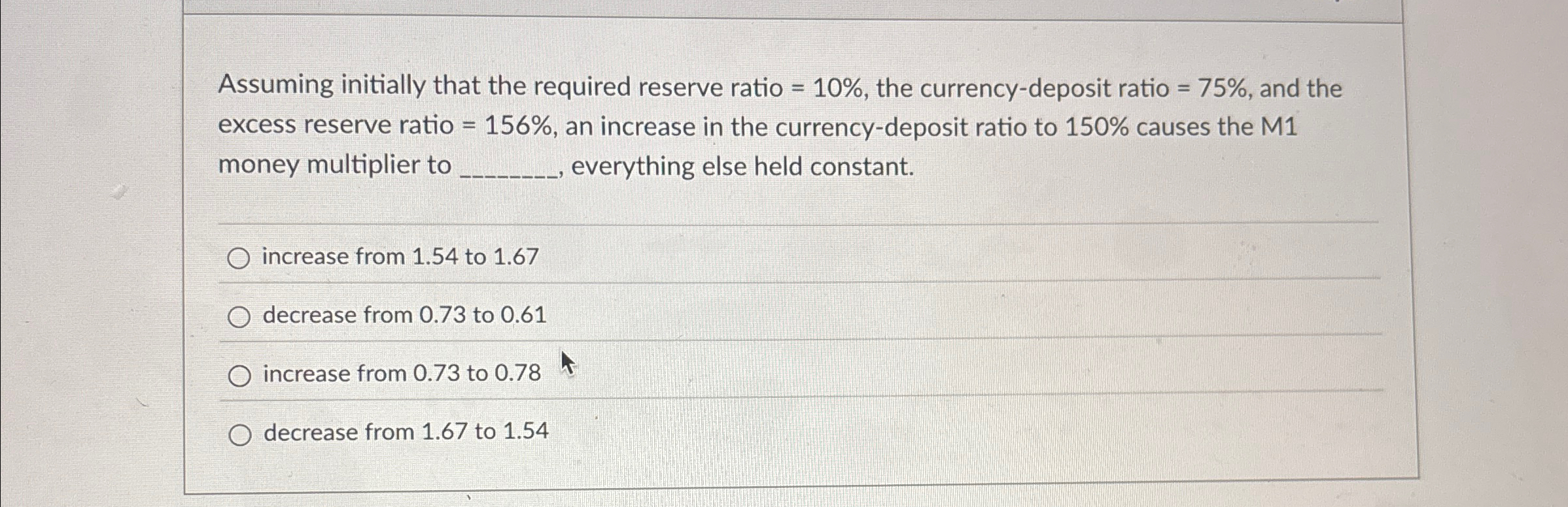 Solved Assuming initially that the required reserve ratio | Chegg.com