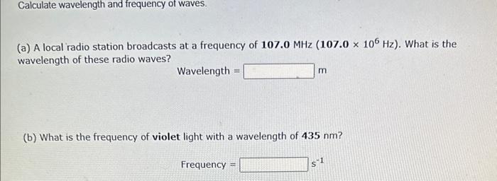 Solved Calculate wavelength and frequency of waves. (a) A | Chegg.com