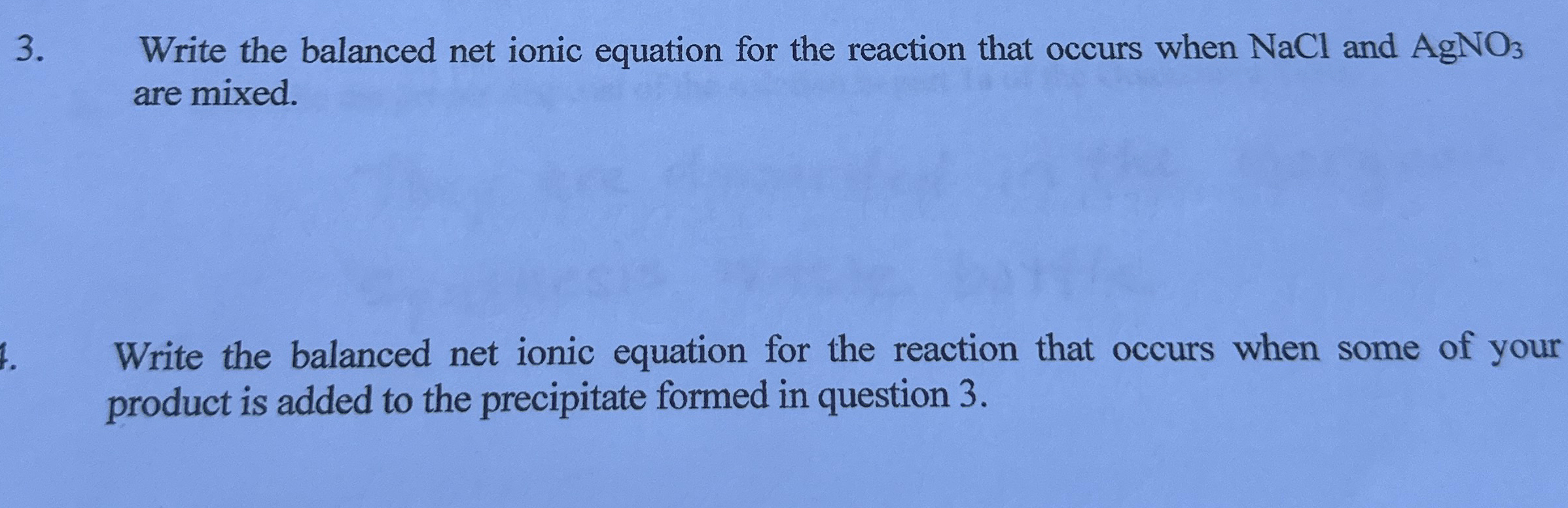 Solved Write the balanced net ionic equation for the | Chegg.com