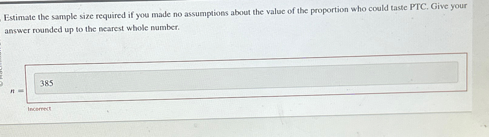 Solved PTC is a substance that has a strong bitter taste for | Chegg.com