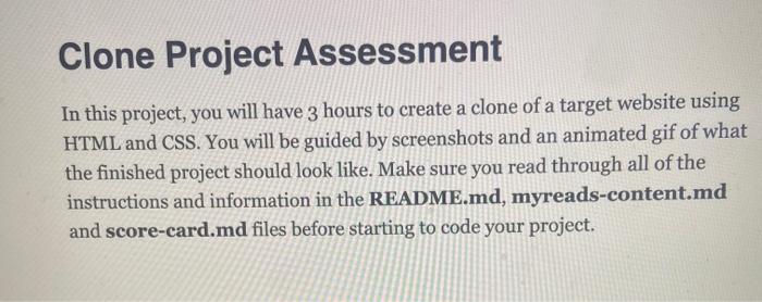 Solved Clone Project Assessment In this project, you will | Chegg.com