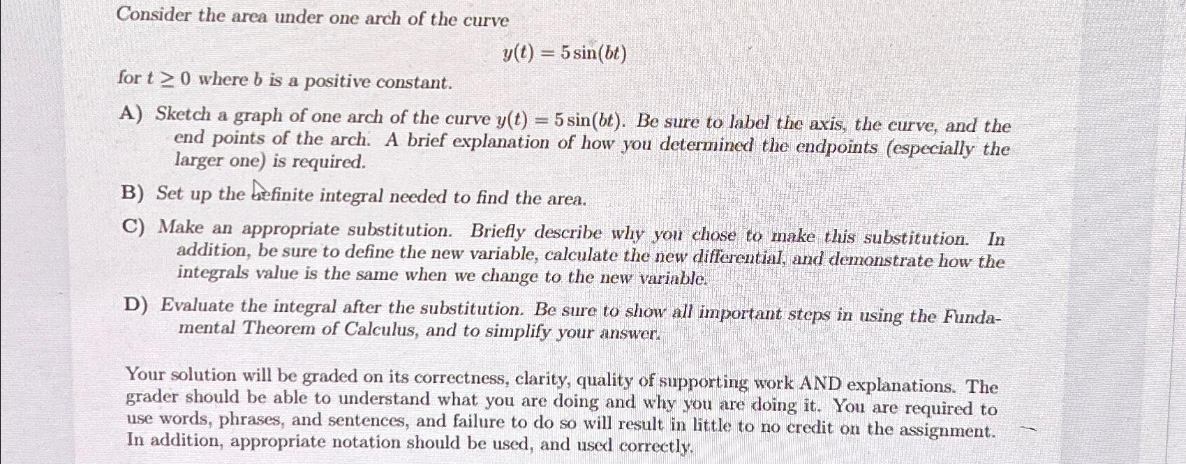 Solved Consider the area under one arch of the | Chegg.com