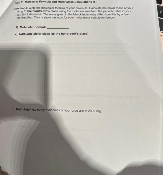 Solved step 7: Molecular Formula and Molar Mass Calculations | Chegg.com