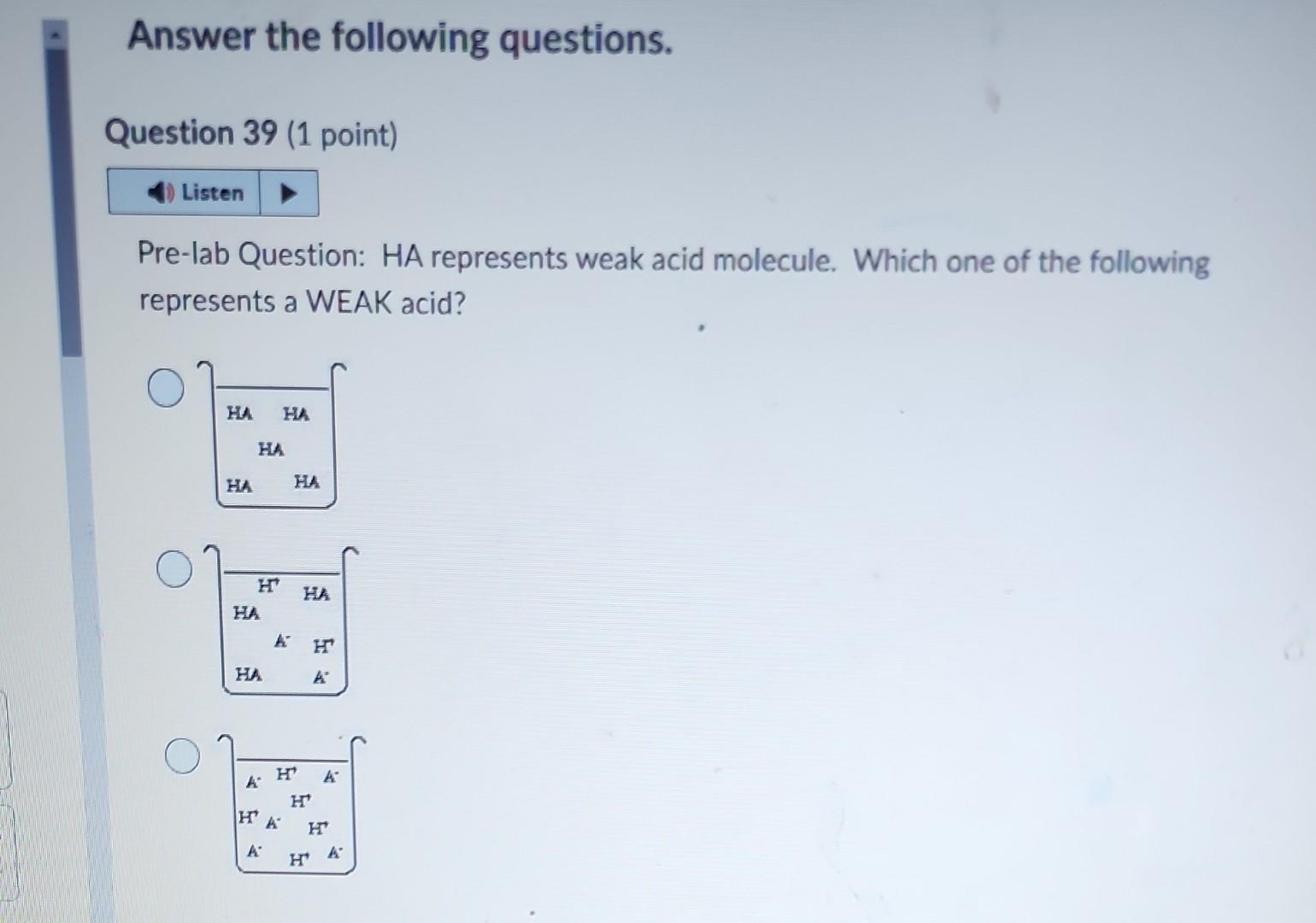 Solved ntroduction (Question 39 - 41) Acids dissociate in | Chegg.com