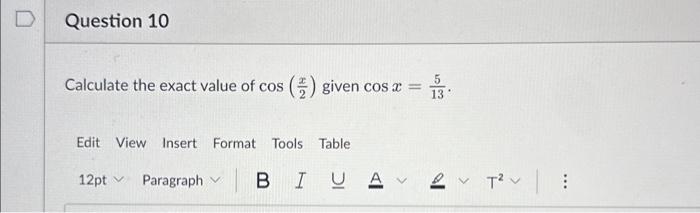 Solved Calculate the exact value of cos(2x) given cosx=135. | Chegg.com