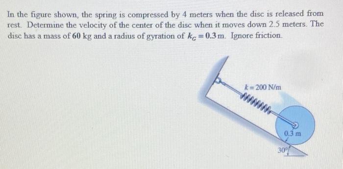 Solved In the figure shown, the spring is compressed by 4 | Chegg.com