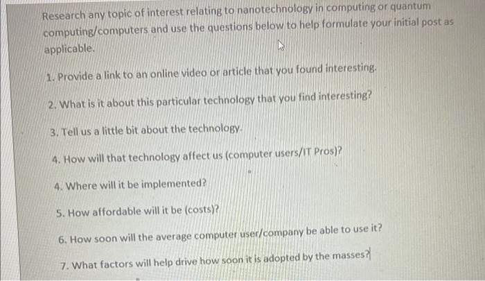 Solved Research any topic of interest relating to | Chegg.com