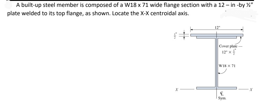 Solved A built-up steel member is composed of a W 18×71 | Chegg.com