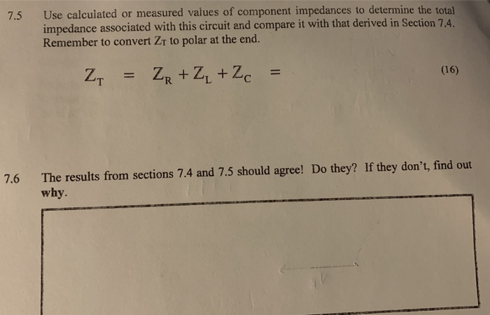 Solved 7 RLC Circuit 7.1 Plot a scaled phasor diagram a | Chegg.com